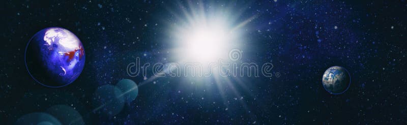 Earth and Galaxies in Space. Science Fiction Art Stock Illustration ...