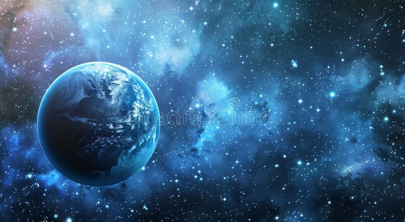 Earth and Galaxy Surrounded by Stars in Deep Space. Galactic View of ...