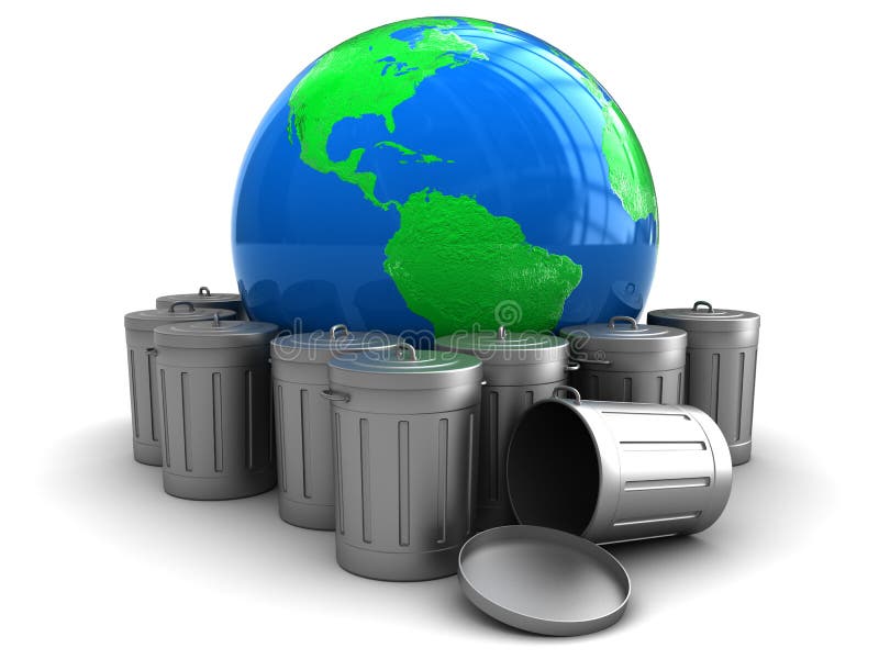 Sick earth in the dustbin stock illustration. Illustration of garbage ...