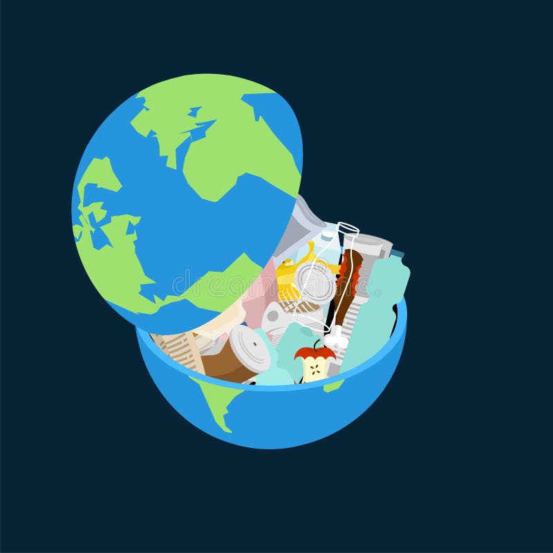 Earth Garbage Dump. Planet and Garbage. Scrapyard Vector Illustration ...