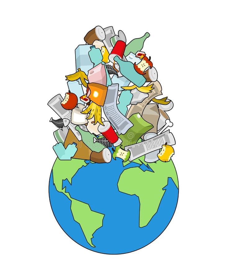 Earth Garbage Dump. Planet and Garbage. Scrapyard Vector Illustration ...