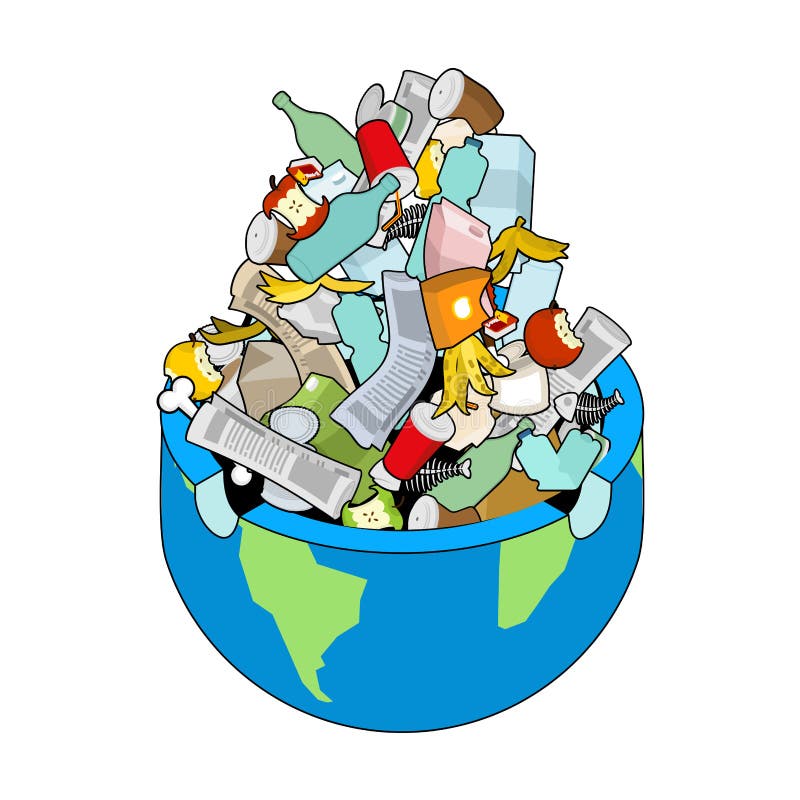 Earth Garbage Dump. Planet and Garbage. Scrapyard Vector Illustration ...