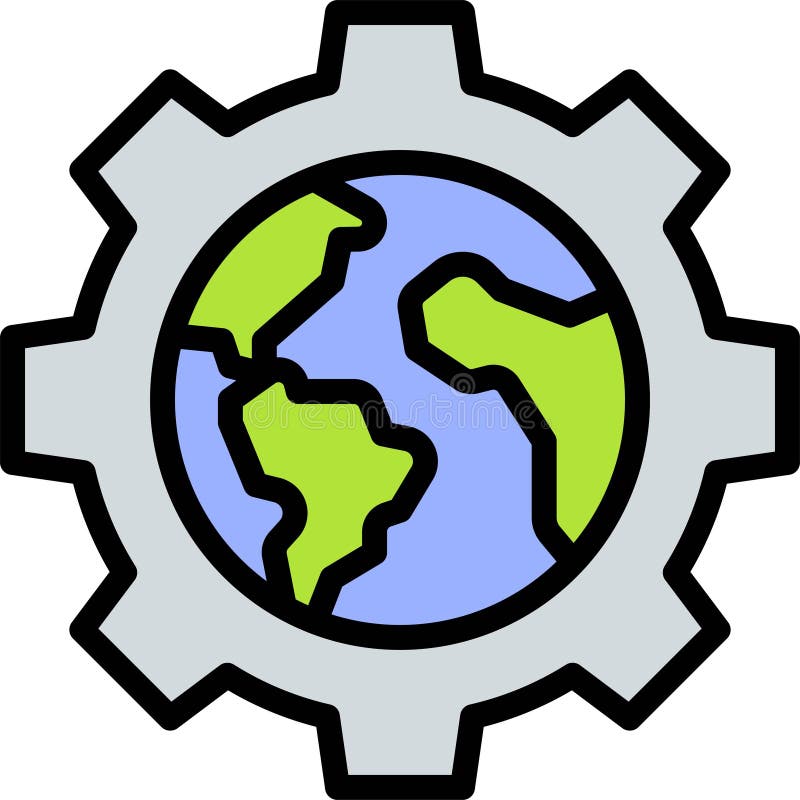 Earth in Gear Icon, Earth Day Related Vector Stock Vector ...