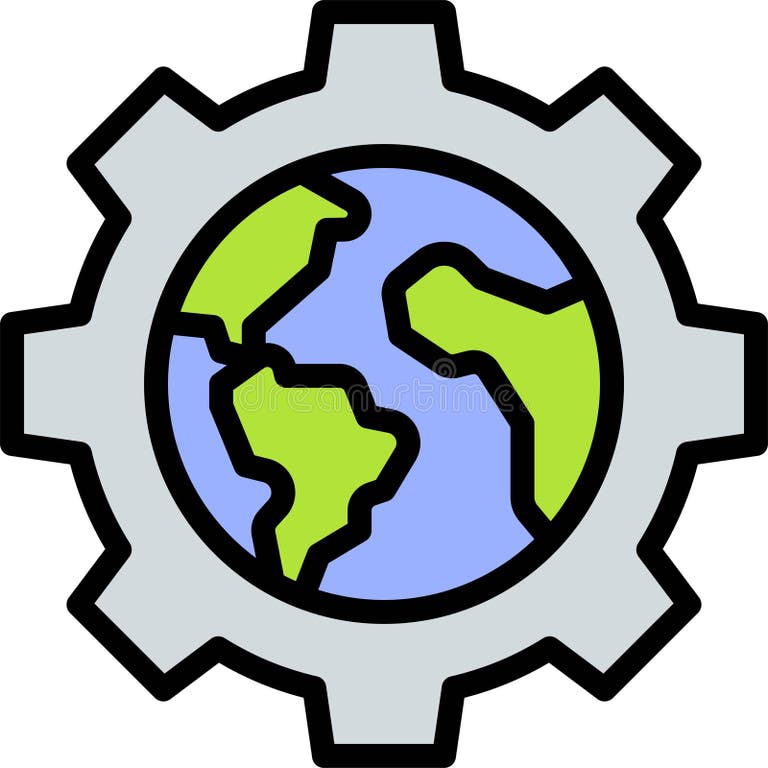 Earth in Gear Icon, Earth Day Related Vector Stock Vector ...