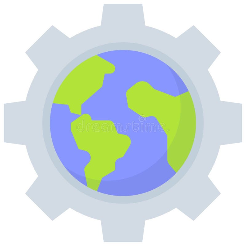 Earth in Gear Icon, Earth Day Related Vector Stock Vector ...