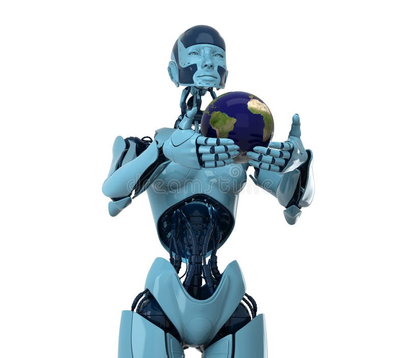 Earth Gift from Blue Cyborg Stock Illustration - Illustration of ...