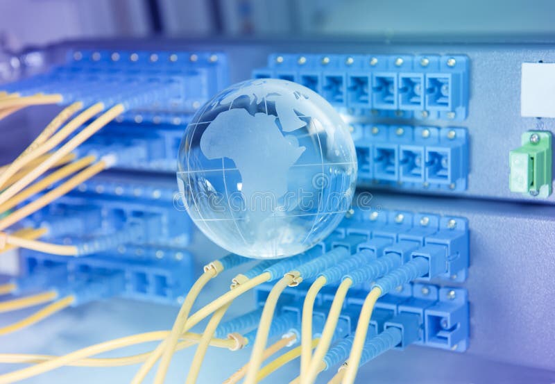 Earth Glass with Technology Style Against Fiber Optic Stock Image ...