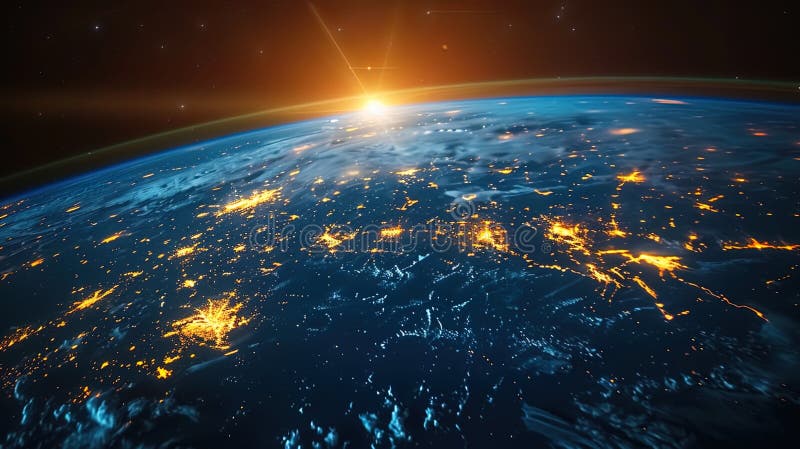 Earth Gleams with Interconnected Lights, Symbolizing Global Data Flow ...
