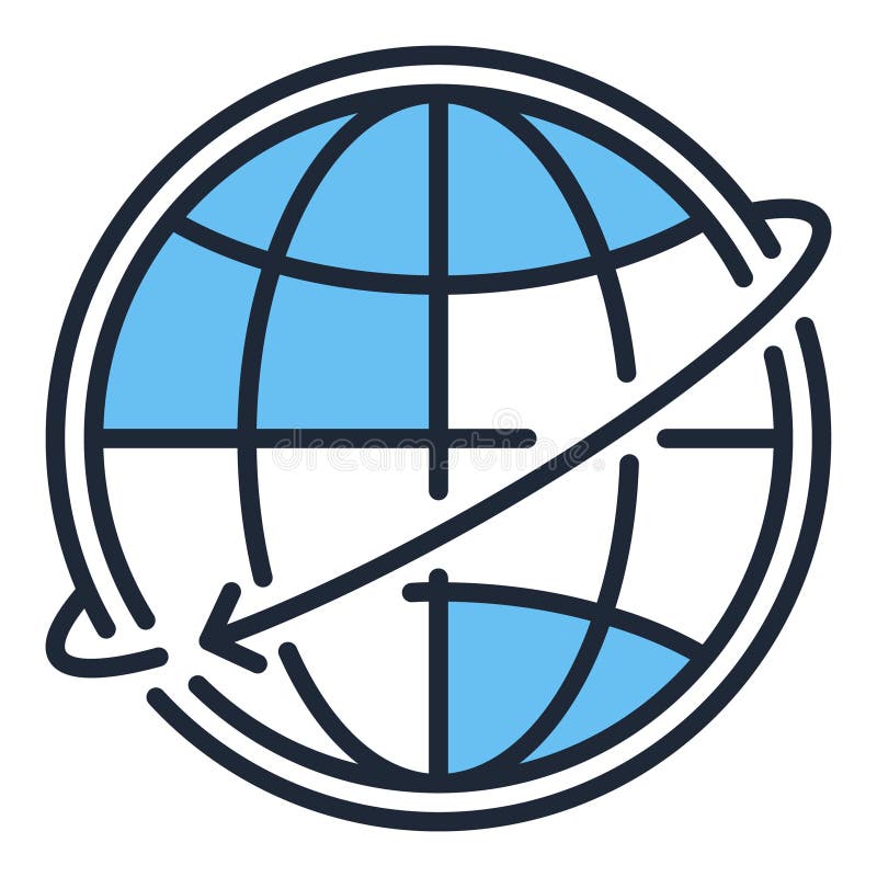 Earth Globe and Arrow Around Vector Blue Icon or Sign Stock Vector ...