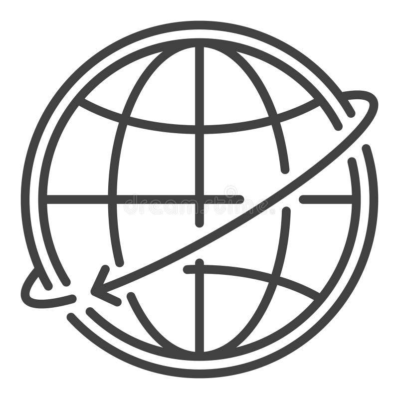 Earth Globe and Arrow Around Vector Icon or Symbol in Outline Style ...
