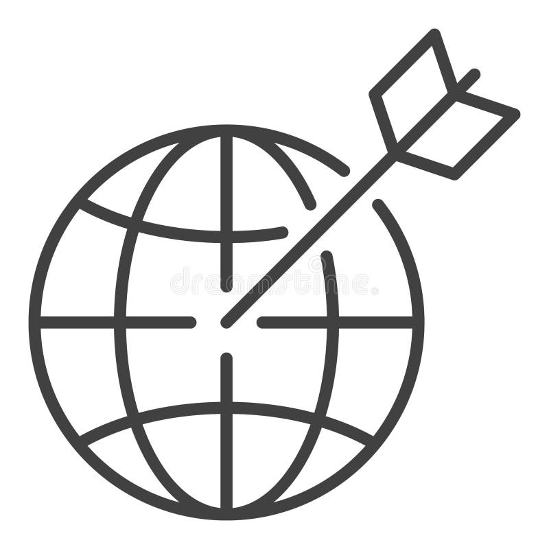 Earth Globe with Arrow Vector Linear Icon or Symbol Stock Vector ...