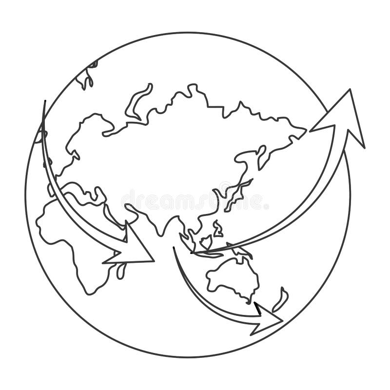 Earth Globe with Arrows Icon Stock Illustration - Illustration of ...