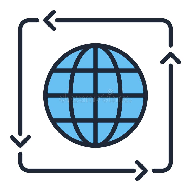 Earth Globe and Arrows Vector Blue Icon or Logo Element Stock Vector ...