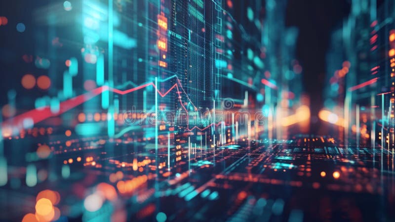 Earth Globe Background with Graph Lines and Charts in a Blue Sky ...