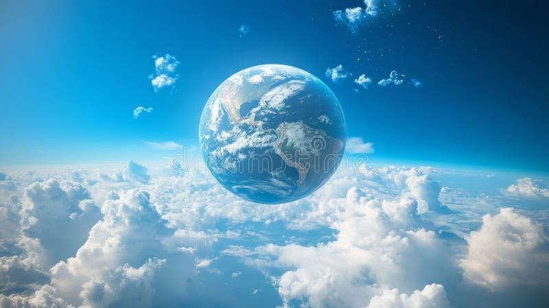 Earth Globe in a Blue Sky 3D Rendering for Earth Day, Climate Change ...