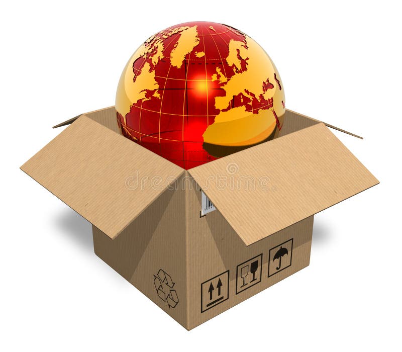 3d Earth Globe in Carton Box Stock Illustration - Illustration of ...