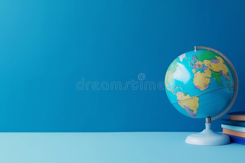 Earth Globe on Clean Blue Banner Background. Education, School, Study ...