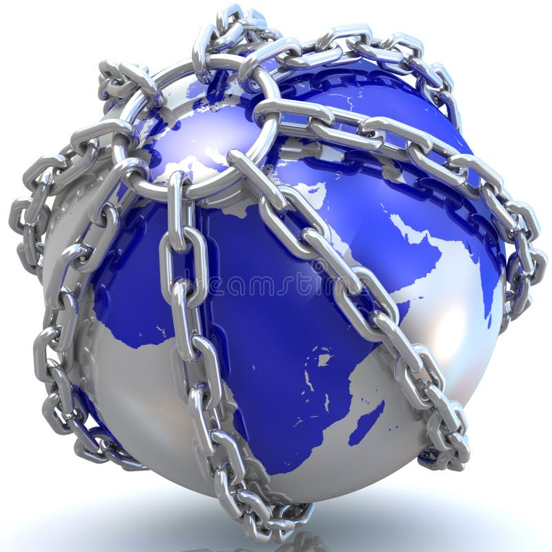 Earth globe close in chain stock illustration. Illustration of ideas ...