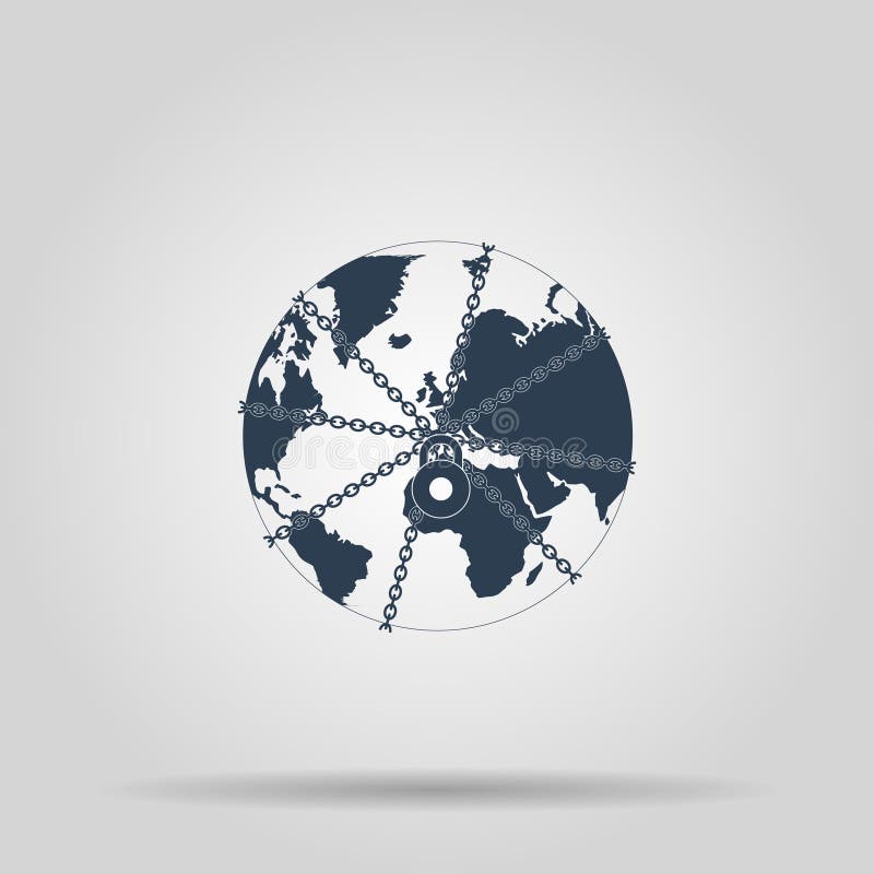 Earth Globe Close in Chain and Padlock. Stock Illustration ...
