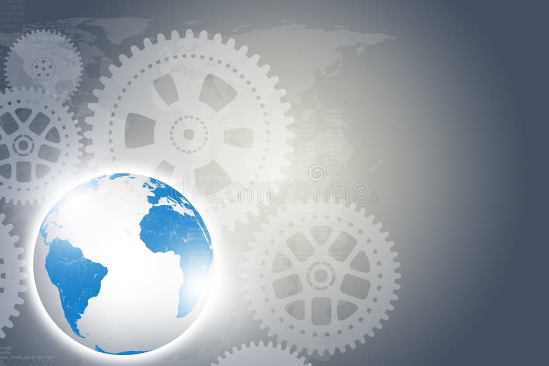 Earth globe with cogs stock illustration. Illustration of world - 62134083