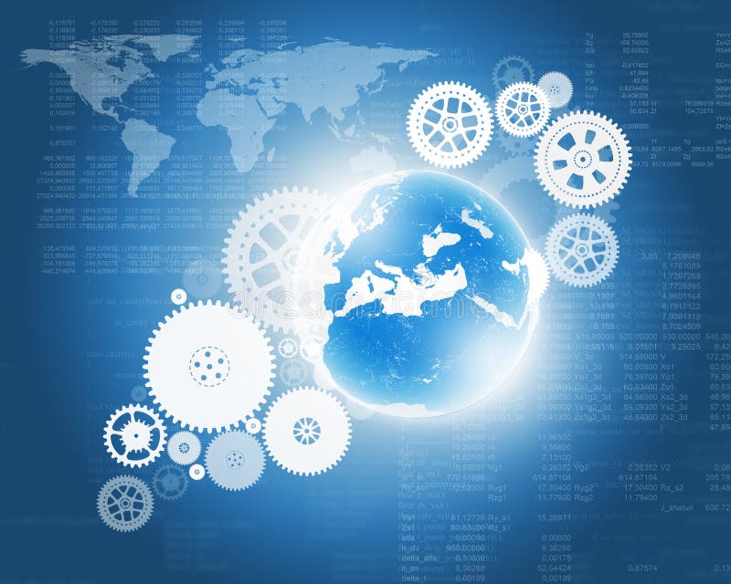 Earth Globe with Cogs and Matrix Stock Illustration - Illustration of ...