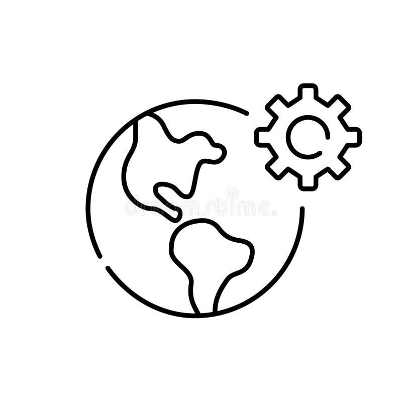 Earth Globe and Cogwheel. Global Technology Integration and Innovation ...