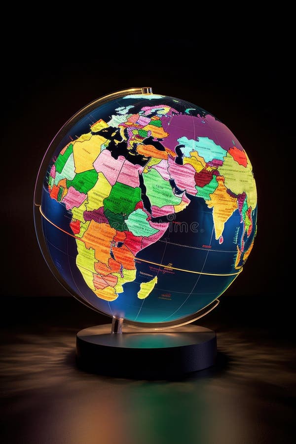 Earth Globe with Colorful Lights Illuminating Continents Stock ...