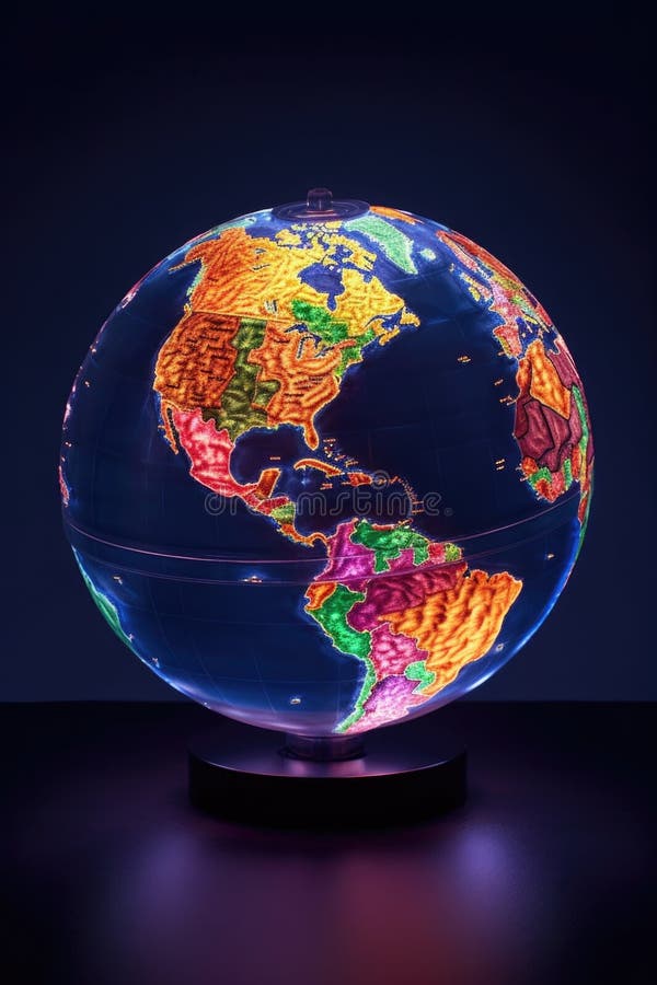 Earth Globe with Colorful Lights Illuminating Continents Stock ...