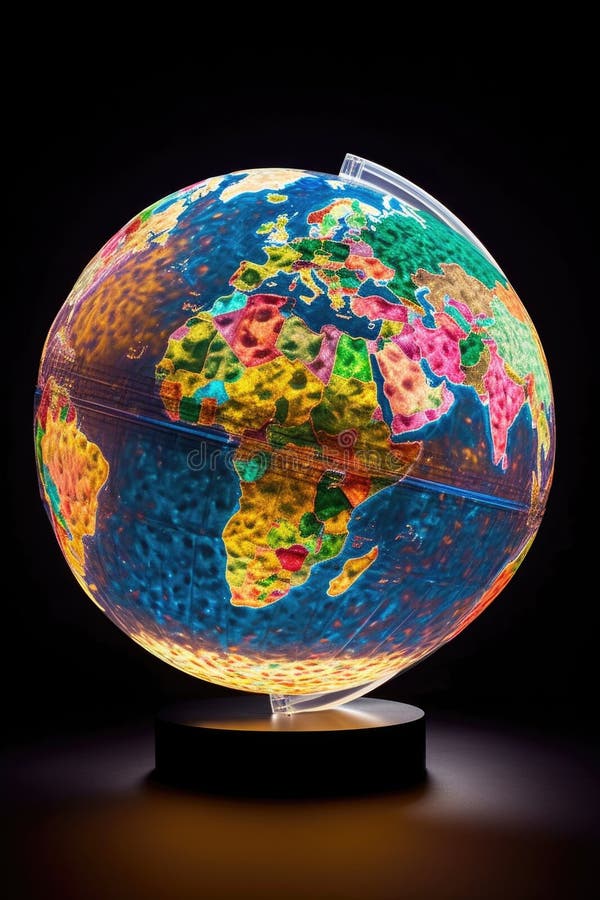 Earth Globe with Colorful Lights Illuminating Continents Stock ...
