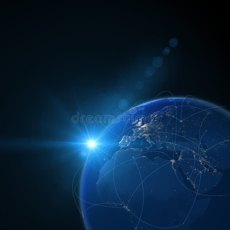 Earth Globe with Communications Network Stock Illustration ...