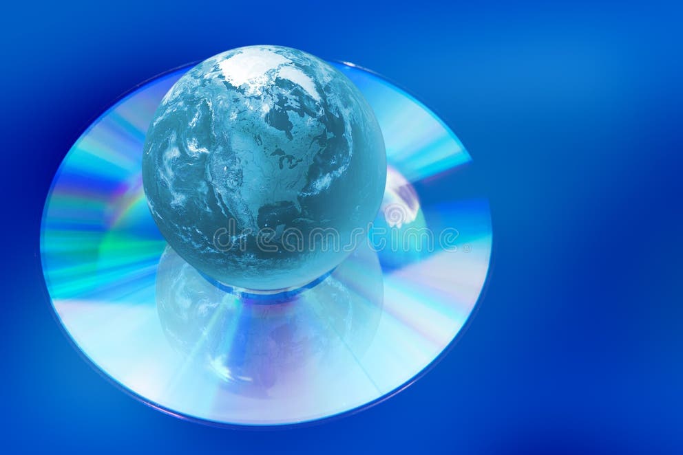 Earth Globe on Compact Disk Stock Image - Image of information, glass ...
