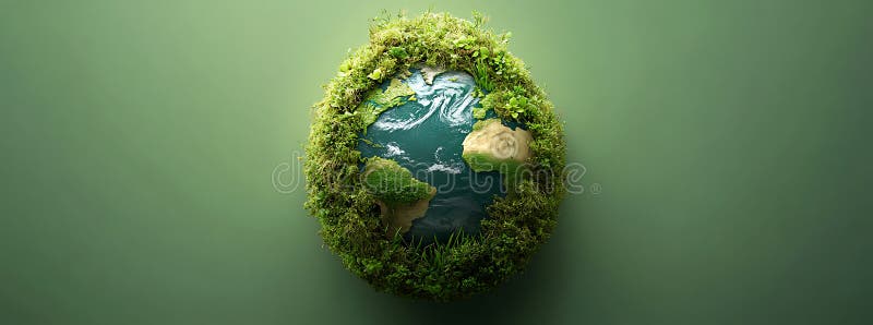 Earth Globe Covered in Lush Greenery Symbolizing Environmental ...