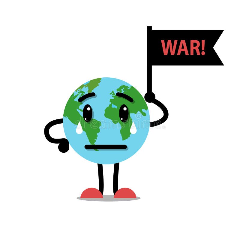 Earth Globe Crying with Flag WAR Stock Vector - Illustration of danger ...