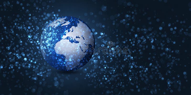 Earth Globe Design on Dark Sparkling Background Stock Vector ...