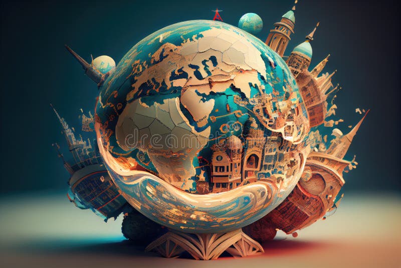Earth Globe Design, World Map 3D Generative Ai Illustration Stock ...