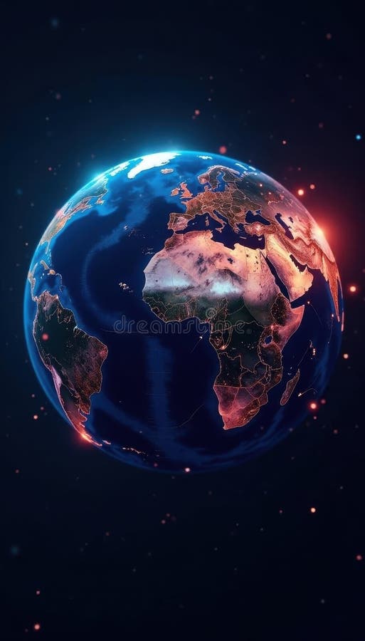 Earth Globe with Digital Lines and Nodes, Futuristic Style, Global ...