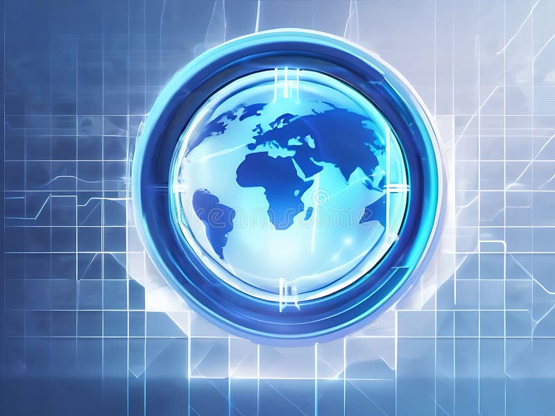 Earth Globe Blue on Digital Ice Grid Background Stock Illustration ...