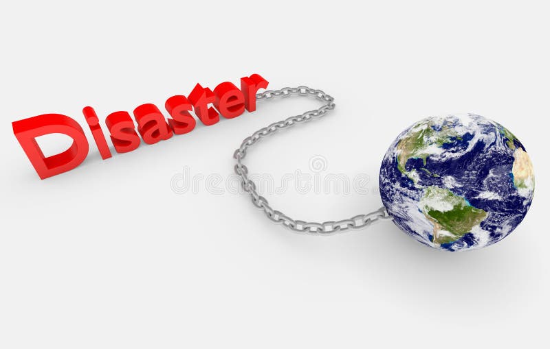 Earth Globe and Disaster Sign Stock Illustration - Illustration of ...