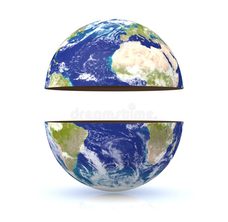 Divided Globe on Two Half, Divided Earth on Two Half, 3d Illustration ... Divided Globe on Two Half, Divided Earth on Two Half, 3d Illustration ...