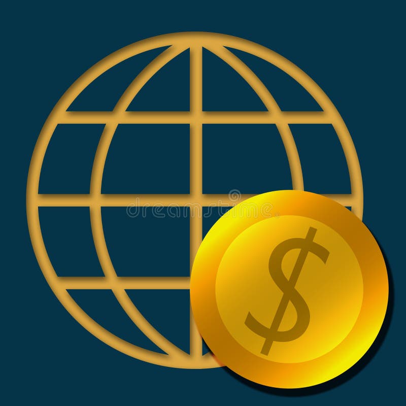 Earth Globe with Dollar Symbol Icon Stock Illustration - Illustration ...