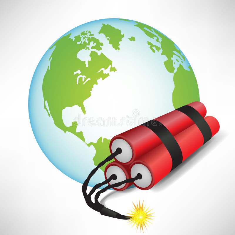 Earth globe with dynamite stock vector. Illustration of dangerous ...