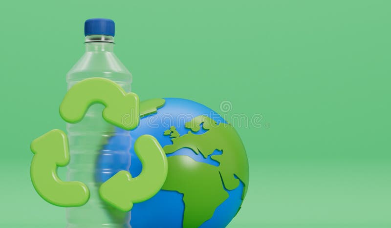 Earth Globe with Empty Plastic Bottles and Recycle Symbol. Global ...