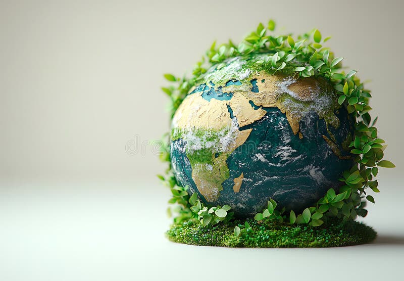 Earth Globe Encircled by Greenery Symbolizing Environmental ...