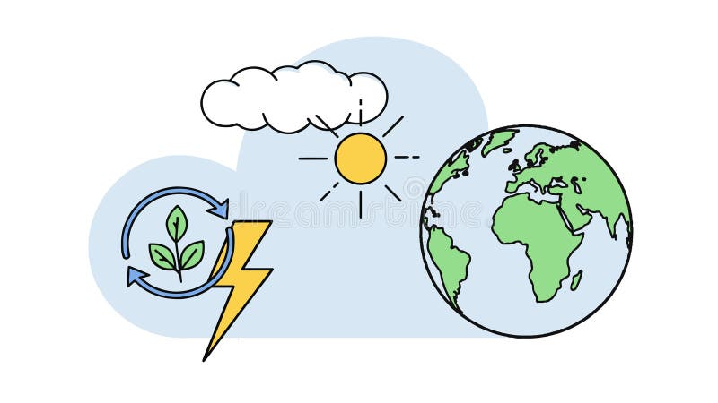 Earth Globe Energy Concept Image. Sun Cloud Renewable Energy Lightning ...