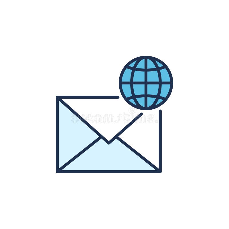 Earth Globe and Envelope Vector Online Email Concept Colored Icon Stock ...