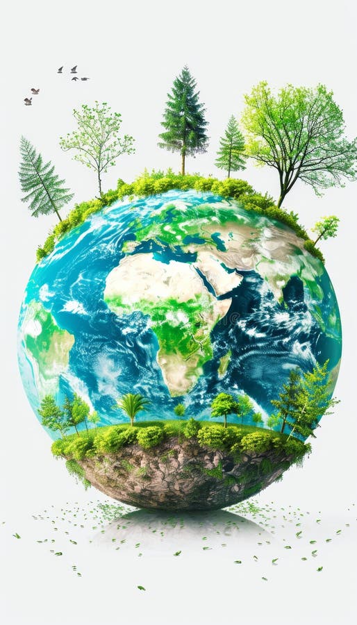 Earth Globe Enveloped in Lush Greenery Signifying Ecological Harmony ...
