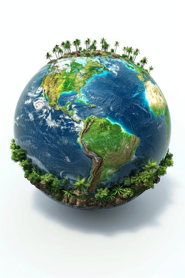 Earth Globe Enveloped in Lush Greenery Signifying Environmental Harmony ...
