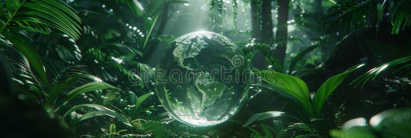 Earth Globe Enveloped in Lush Greenery Signifying Environmental Harmony ...