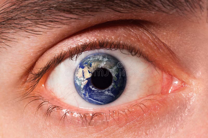Earth Globe in Eye stock image. Image of globe, global - 35839483