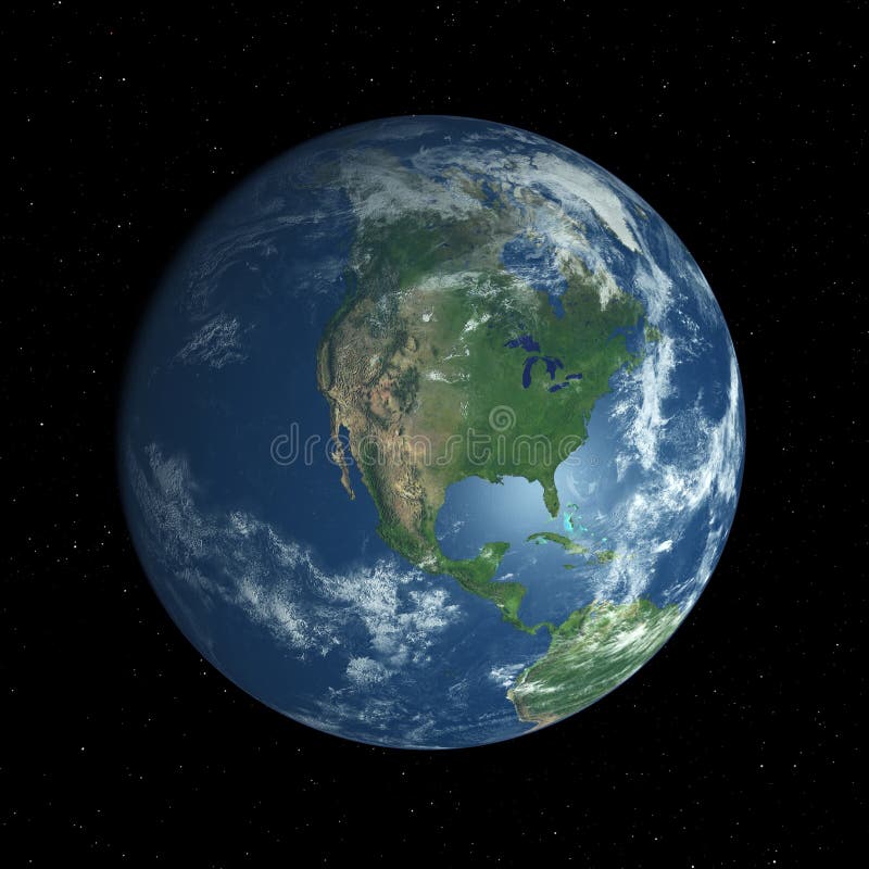 Shiny Blue Globe Facing North America Stock Illustration - Illustration ...